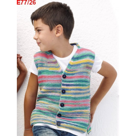 Modèle à tricoter gratuit Gilet garçon Laine Katia coton Chromatic